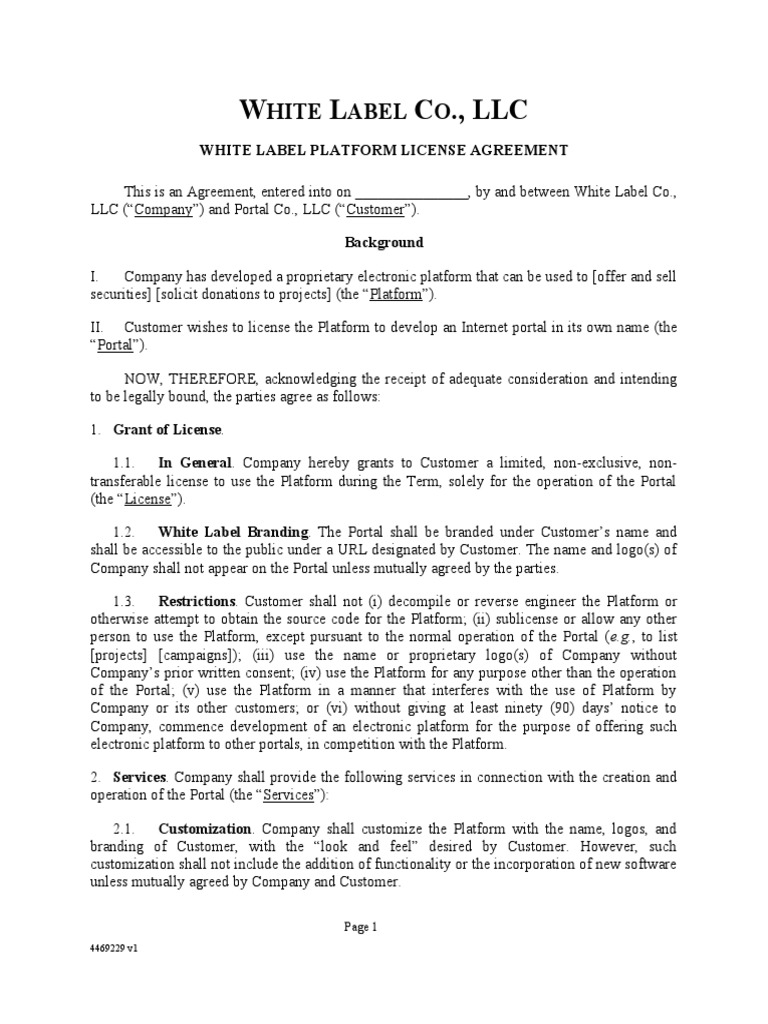 Form White Label Agreement | PDF