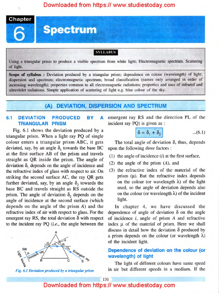ICSE Class 10 Physics Chapter 06 Spectrum | PDF