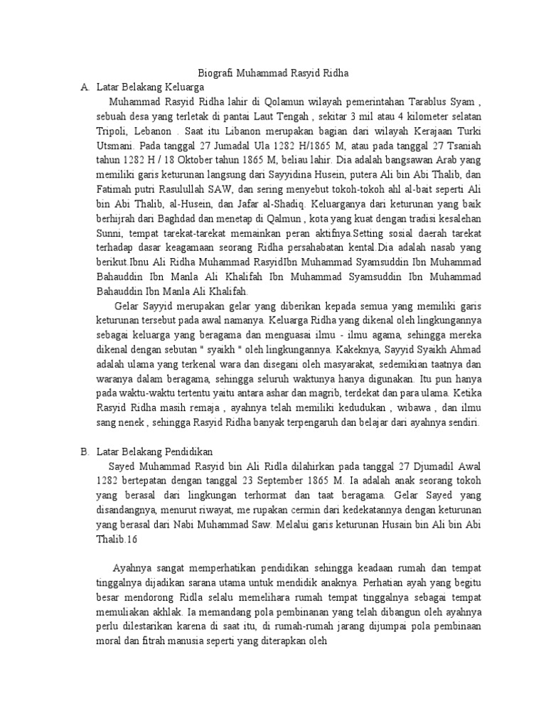 Biografi Muhammad Rasyid Ridha | PDF