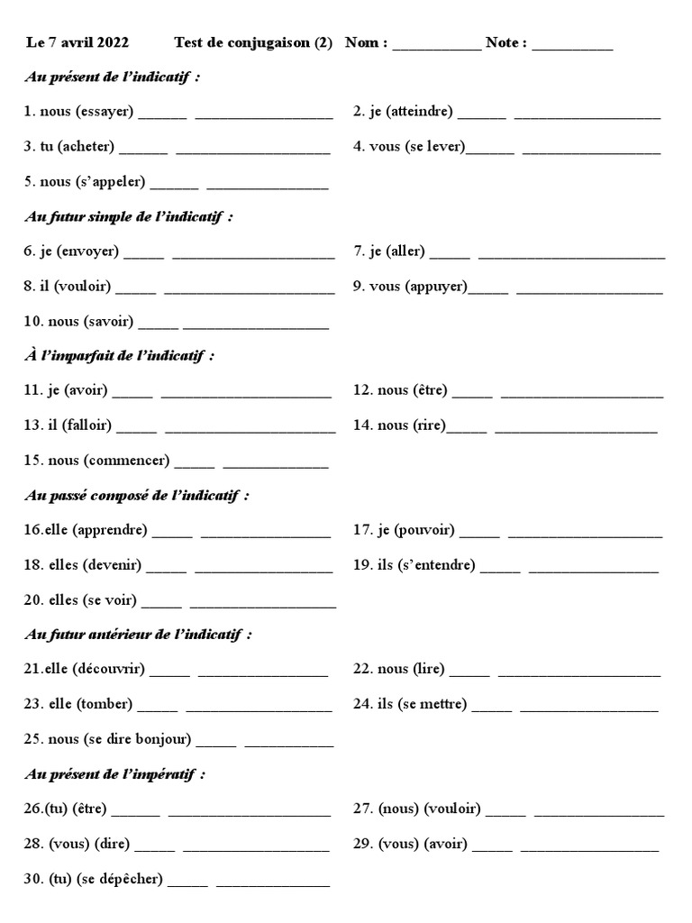 Exercices de Conjugaison | PDF