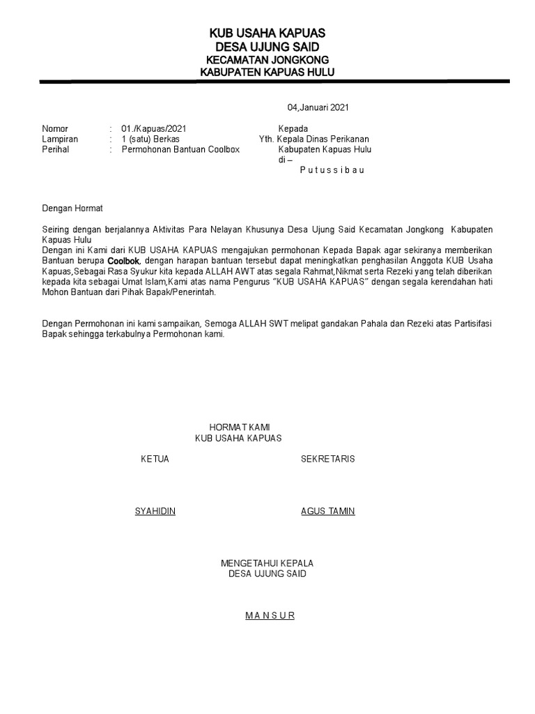 Contoh Proposal Untuk Kelompok Dinas Perikanan | PDF
