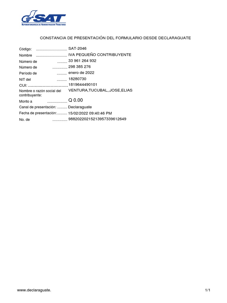 Ejemplo de Constancia Nit | PDF