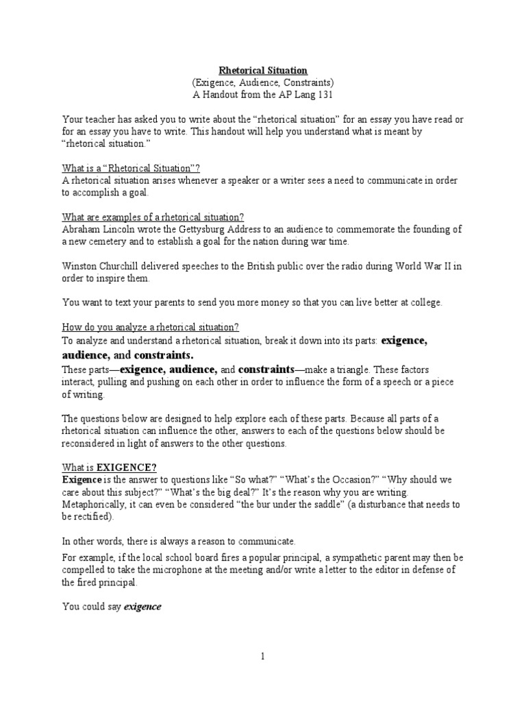 Rhetorical Situation Handout | PDF | Cognition | Cognitive Science