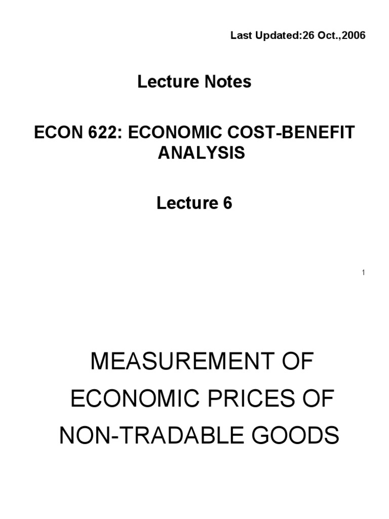 Lecture Notes Econ 622: Economic Cost-Benefit Analysis: Last Updated:26 ...