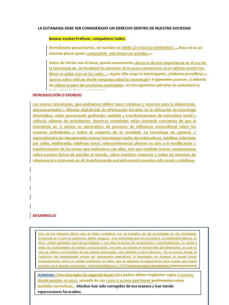 Modelo Discurso Exordio-Cuerpo | PDF | Sociedad | Tecnología de ...
