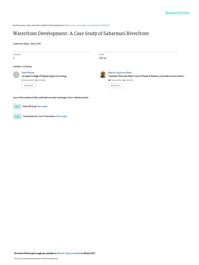 Waterfront Development: A Case Study of Sabarmati Riverfront | PDF ...