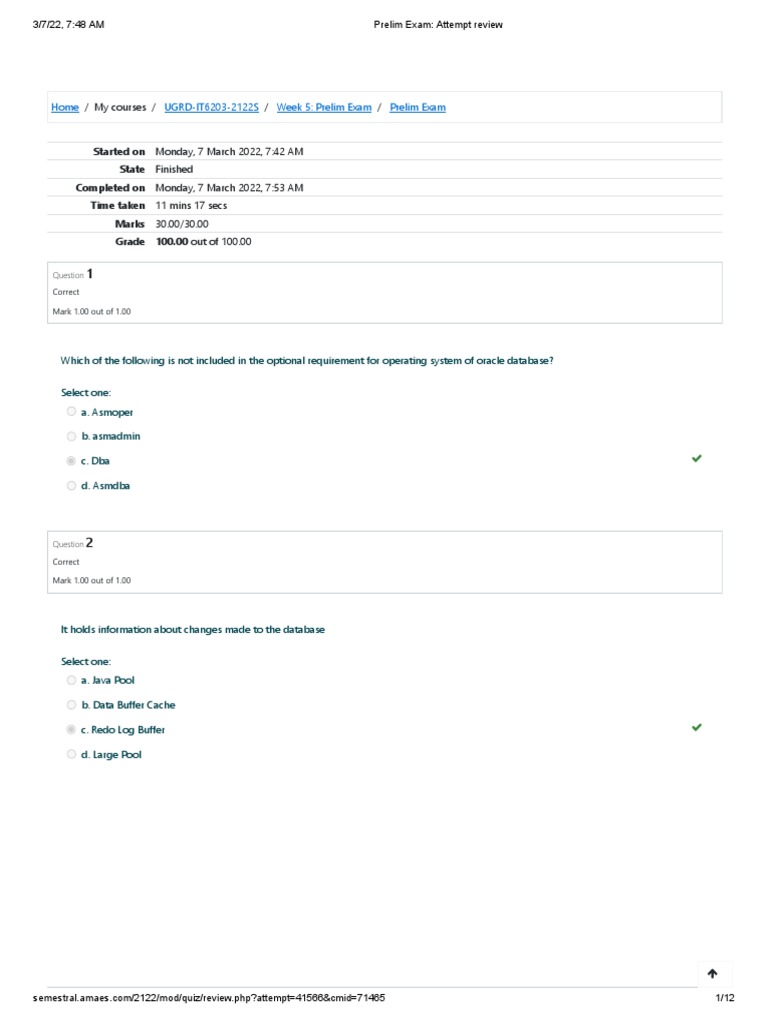 Database Mgt System Prelim Exam Pdf