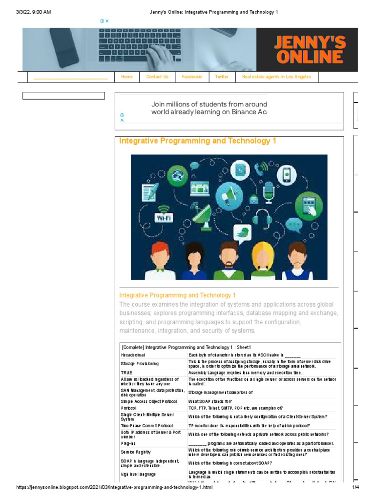 Integrative Programming and Technology 1 | PDF | Art | Technology ...