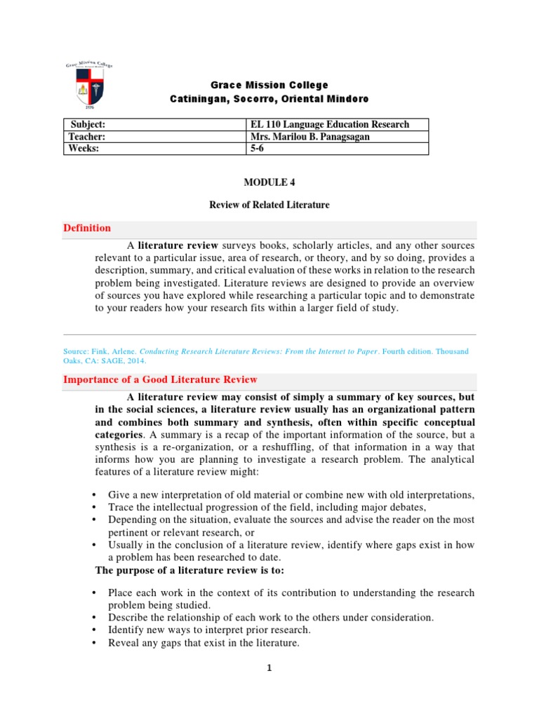 Module 4 - Review of Related Literature | PDF | Theory | Analysis