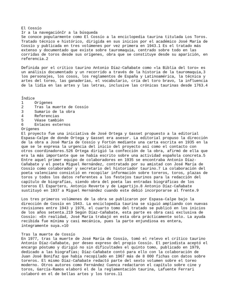 El Cossio | PDF | Toreo | Wikipedia