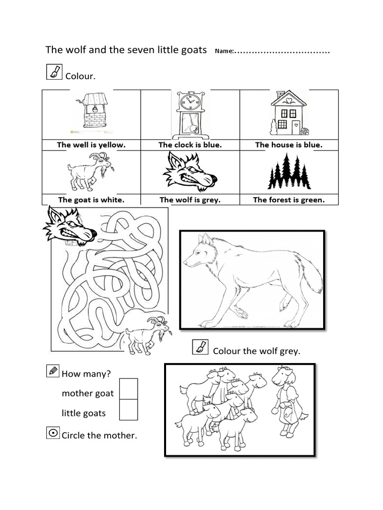 pcj1 - The - Wolf - and - The - Seven - Little - Goats (Ejercicios) | PDF