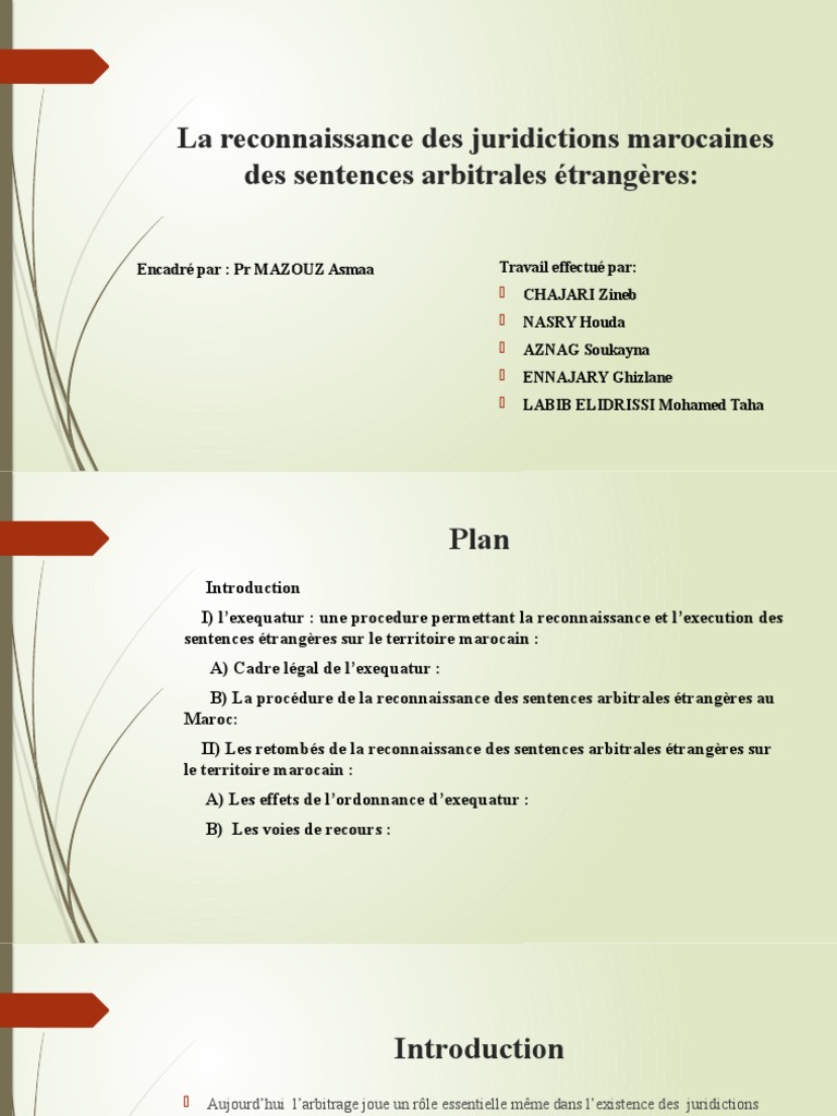 Reconnaissance des Sentences au Maroc | PDF | Arbitrage | Gouvernement
