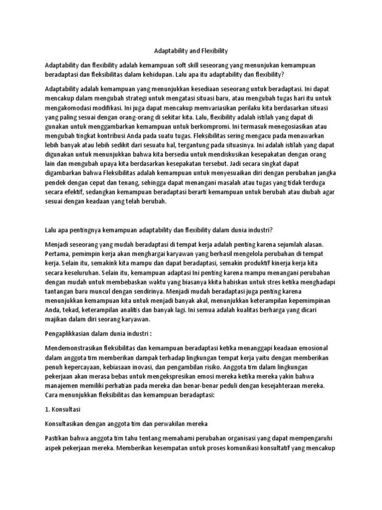 Adaptability and Flexibility | PDF