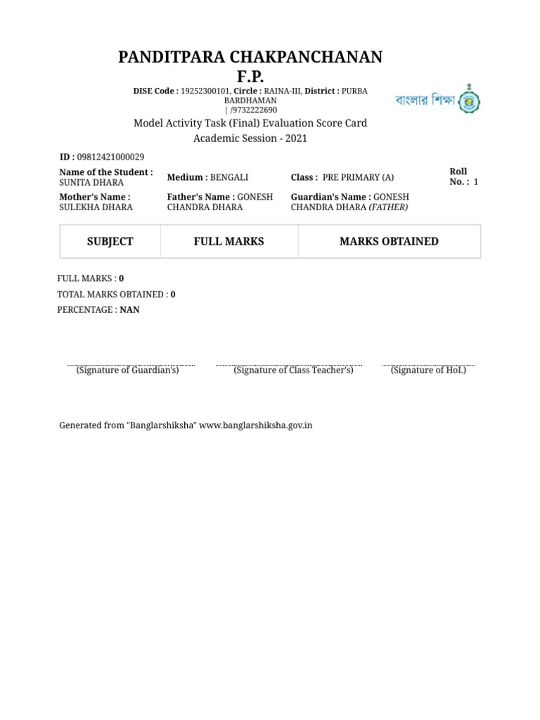 Cce Progress Report Card | PDF | Family | Parenting