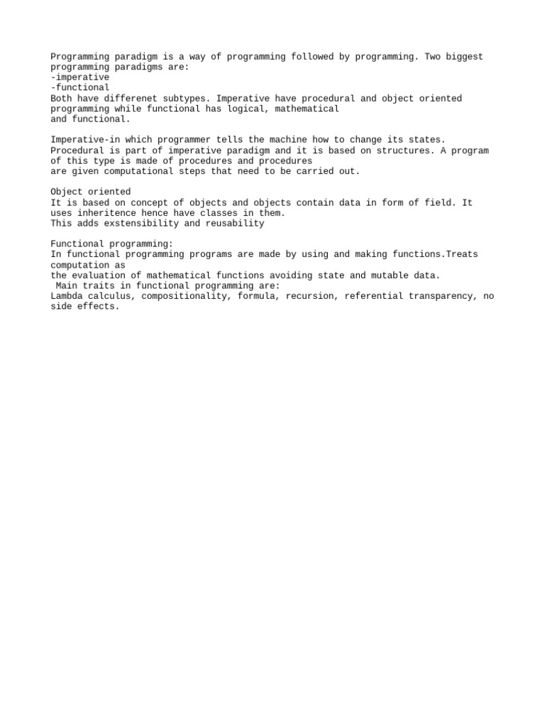 Paradigm Comparison | PDF