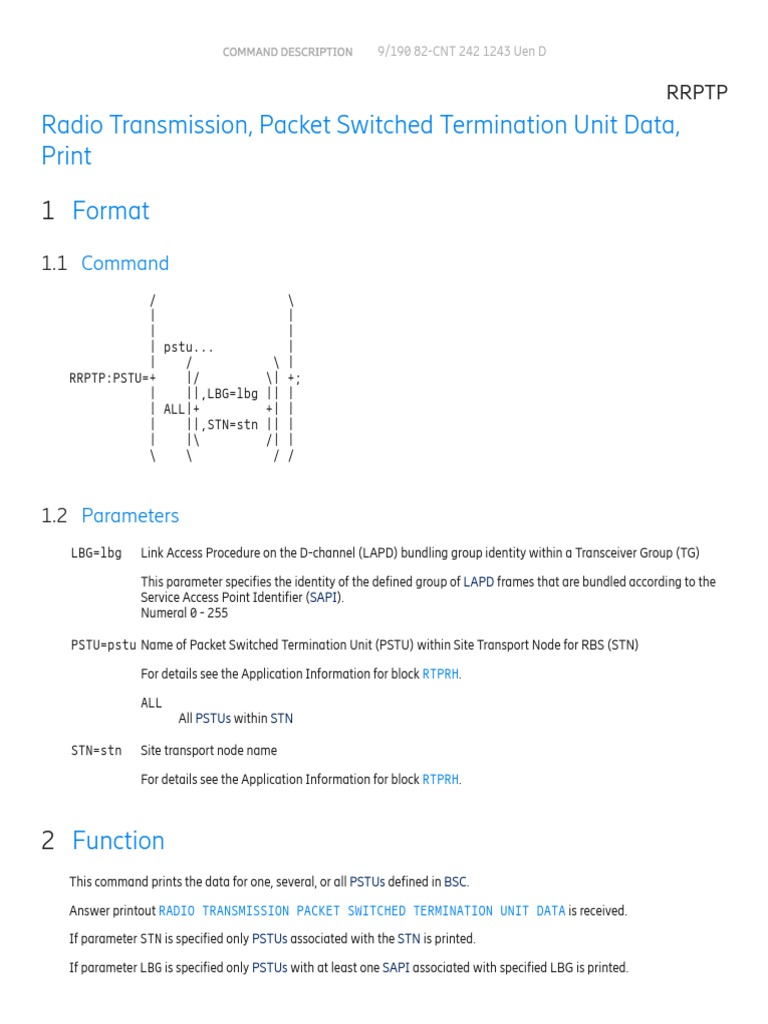 Radio Transmission Packet Switched Termination Unit Data Print | PDF