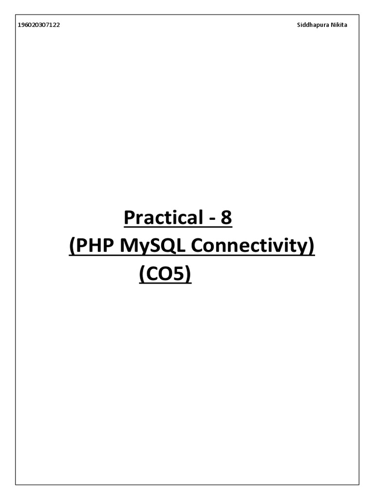 Practical - 8 (PHP Mysql Connectivity) (Co5) | PDF | Php | Databases