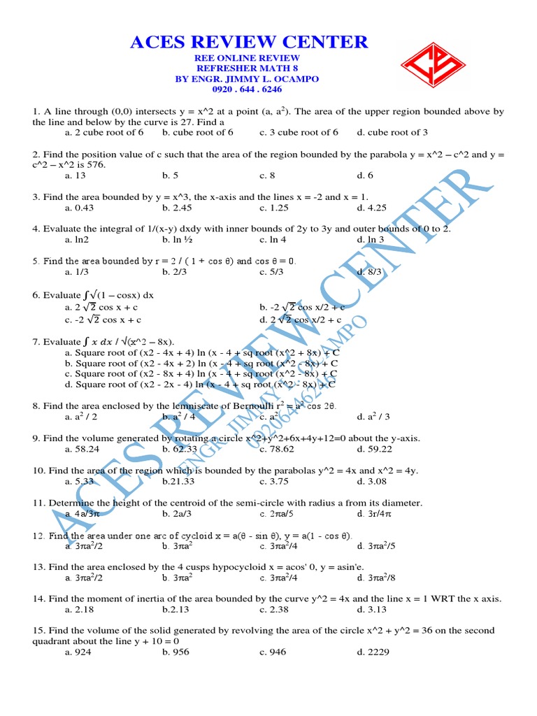 Aces Review Center: Ree Online Review Refresher Math 8 by Engr. Jimmy L ...