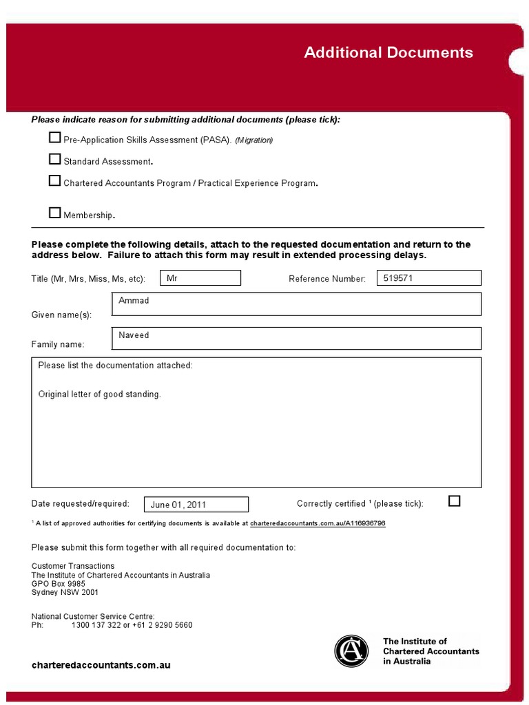 Additional Documents Form | PDF | Finance & Money Management
