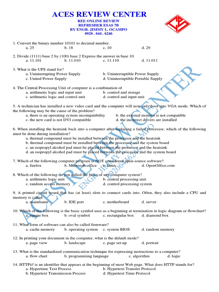 Aces Review Center: Ree Online Review Refresher Esas 7B by Engr. Jimmy ...