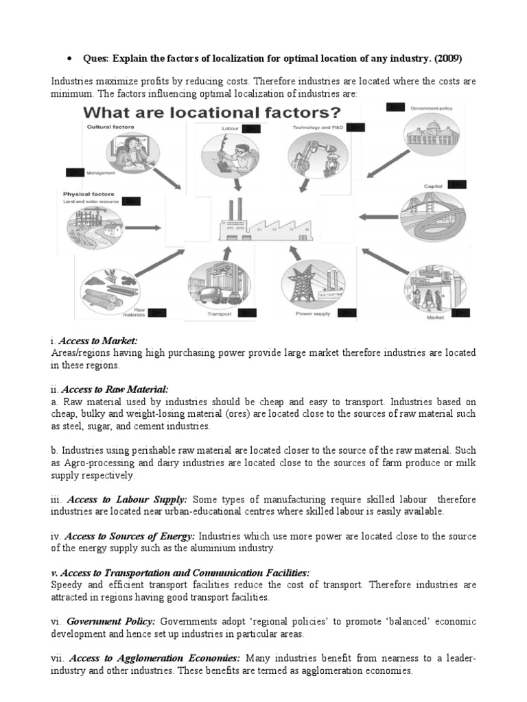 Factors Influencing the Optimal Localization of Industries | PDF ...