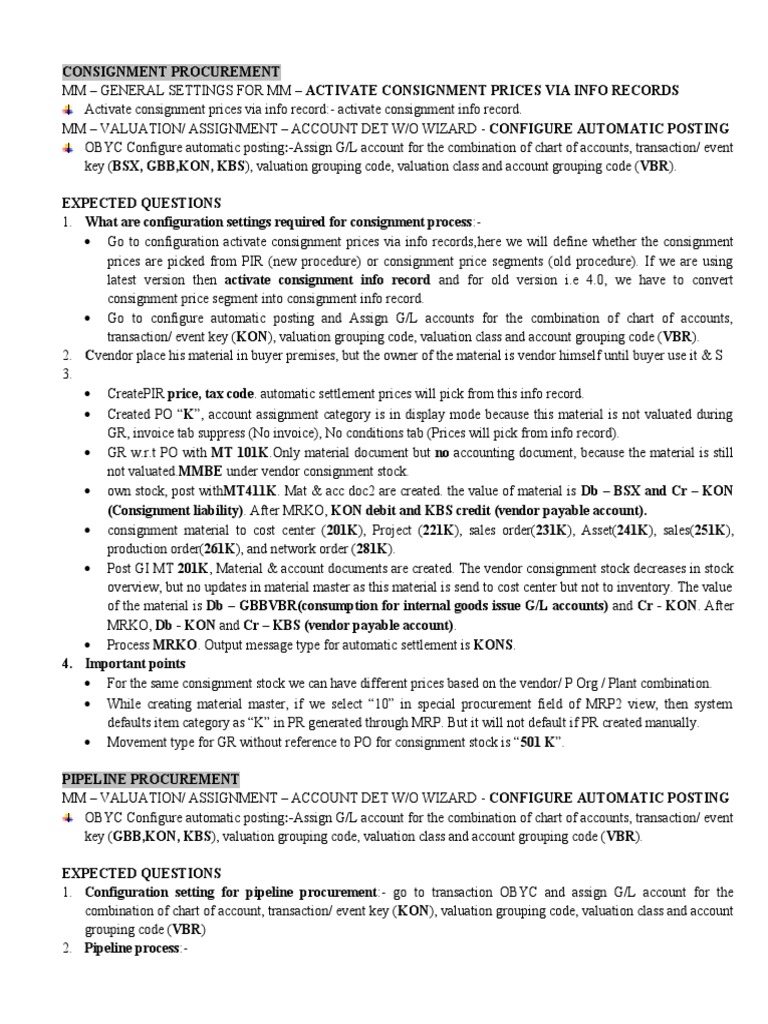 Special Procurement Sap MM | PDF | Invoice | Inventory