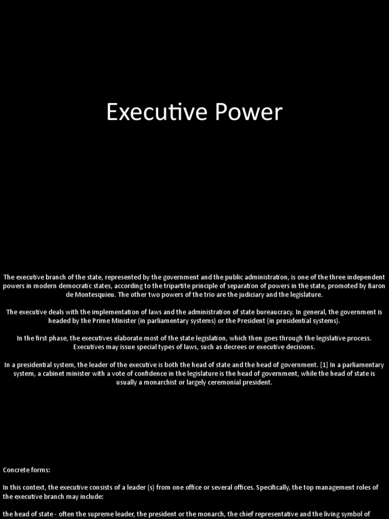 Executive Power PDF Executive Government Heads Of State