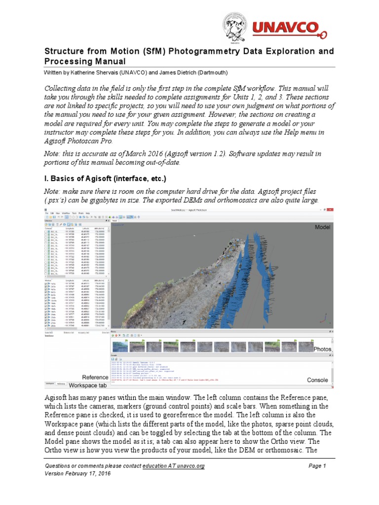 Structure From Motion (SFM) Photogrammetry Data Exploration and Processing Manual | PDF ...