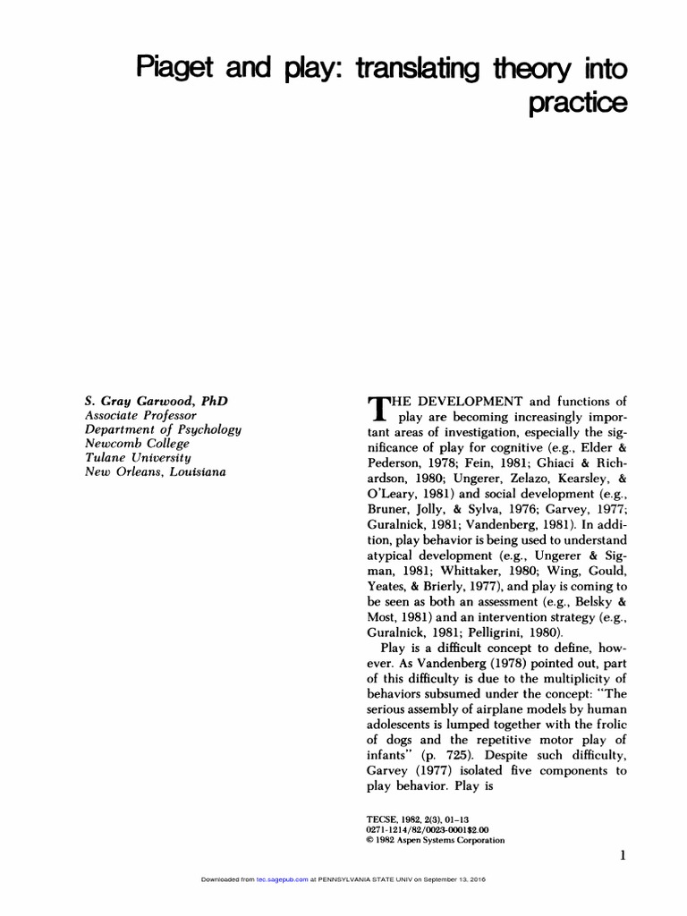 Piaget and Play | PDF | Imitation | Cognitive Development