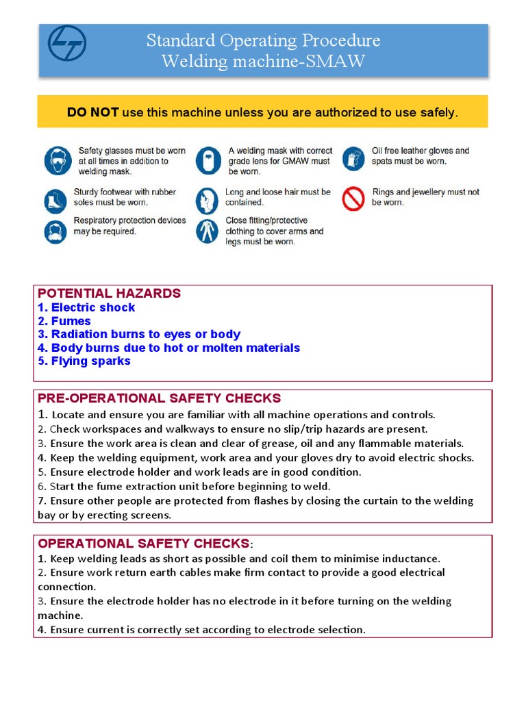 SMAW Welding Safety SOP | PDF
