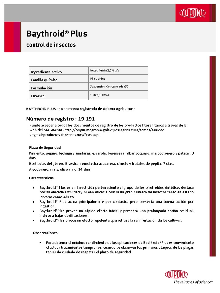 Baythroid Plus Información general_2017 prays | PDF | Agricultura