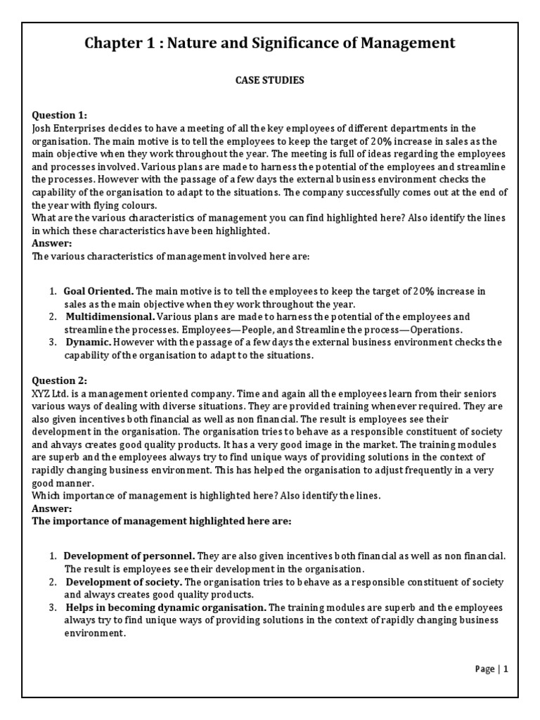 Chapter 1 Business Studies Case Study | PDF