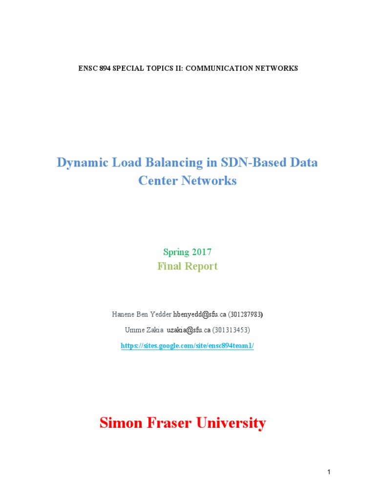 Dynamic Load Balancing in SDN Based Data Center Network | Download Free PDF | Computer Network ...