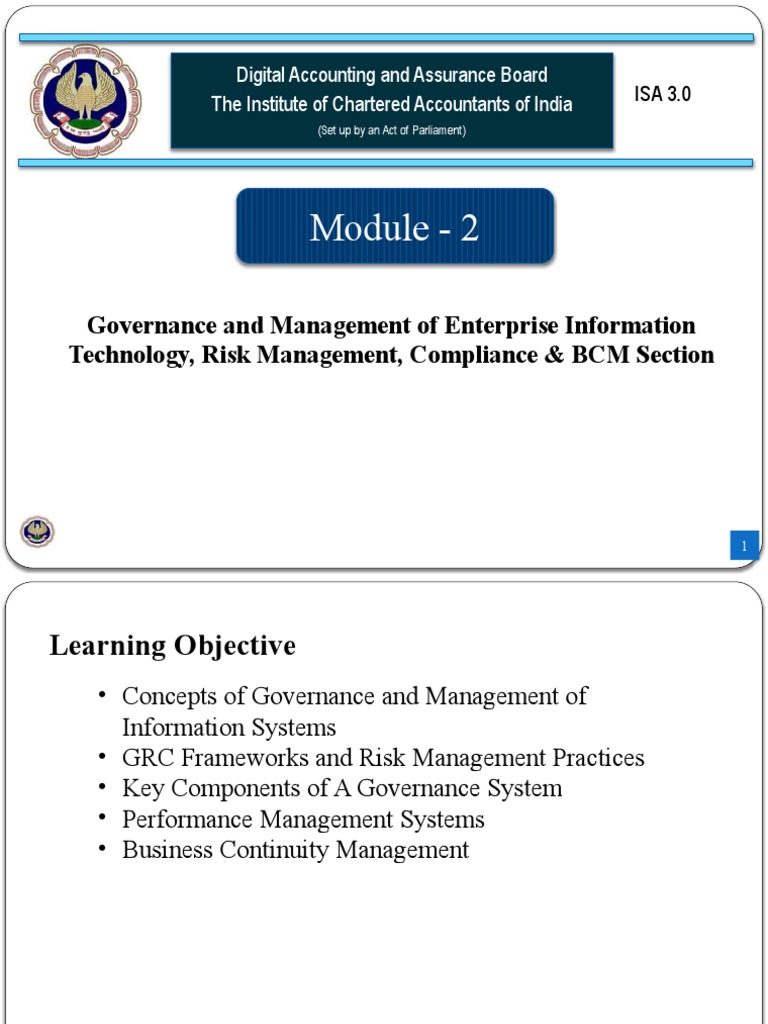Module - 2: Governance and Management of Enterprise Information Technology, Risk Management ...