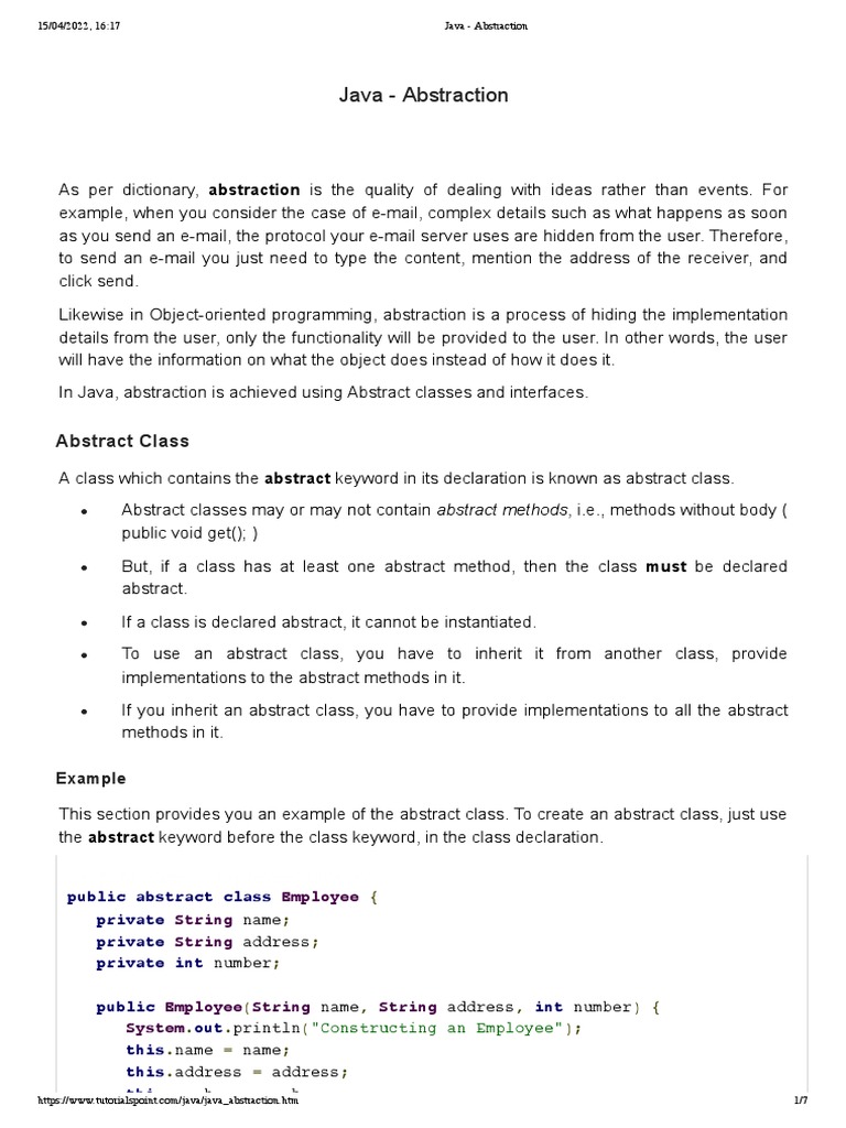 Java - Abstraction | PDF | Class (Computer Programming) | Method (Computer Programming)