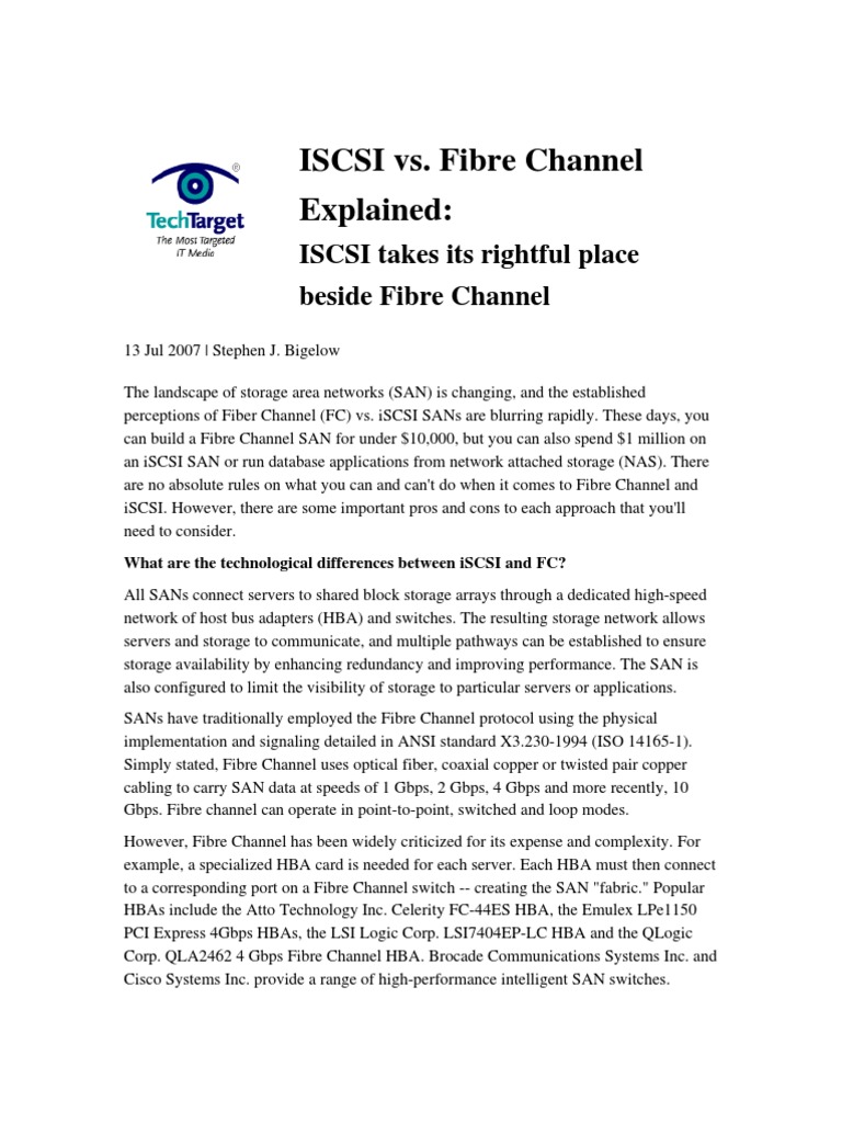 Iscsi Vs Fiber Channel Explain | PDF | Network Interface Controller ...