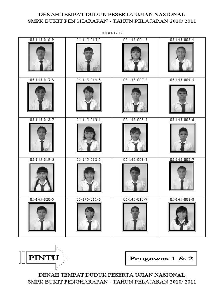 Denah Tempat Duduk Peserta Ujian Sekolah | PDF