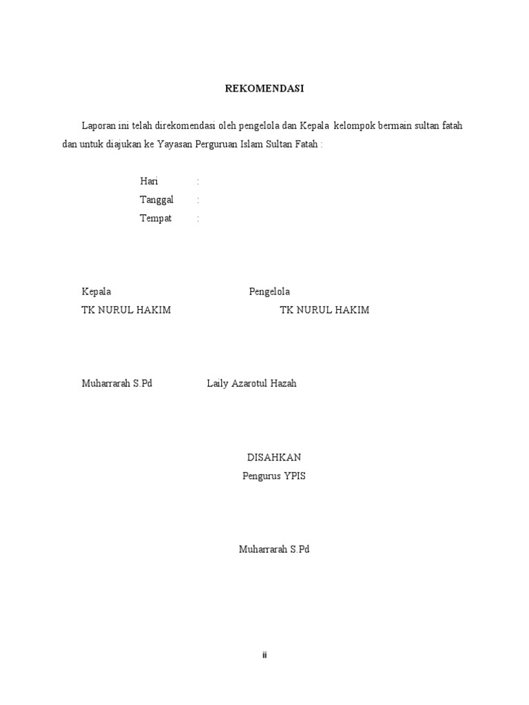 Laporan Akhir Tahun Paud Sulfa | PDF