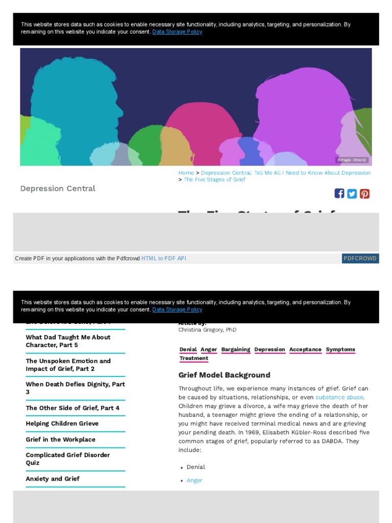 The Five Stages of Grief: Depression Central | PDF | Grief | Major ...