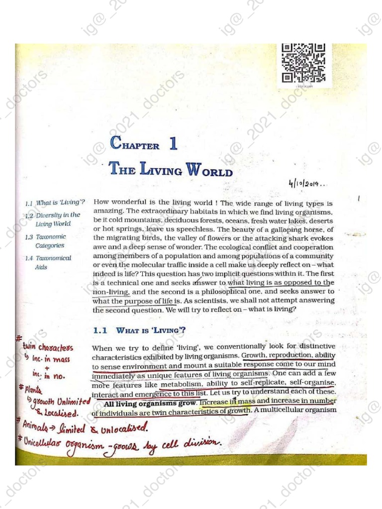 Ncert Highlight - Living World | PDF