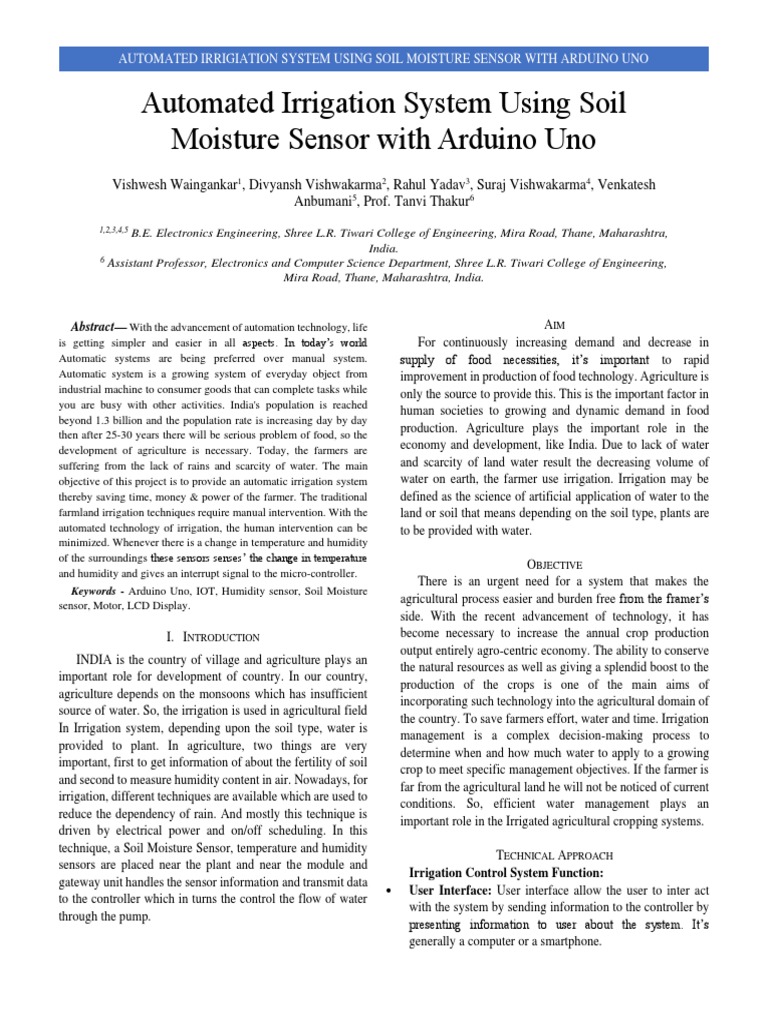 IOT Case Study On Smart Irrigation System | PDF | Switch | Arduino