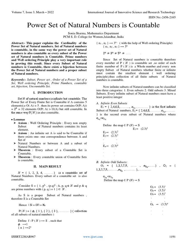 Power Set of Natural Numbers Is Countable | PDF | Set (Mathematics ...