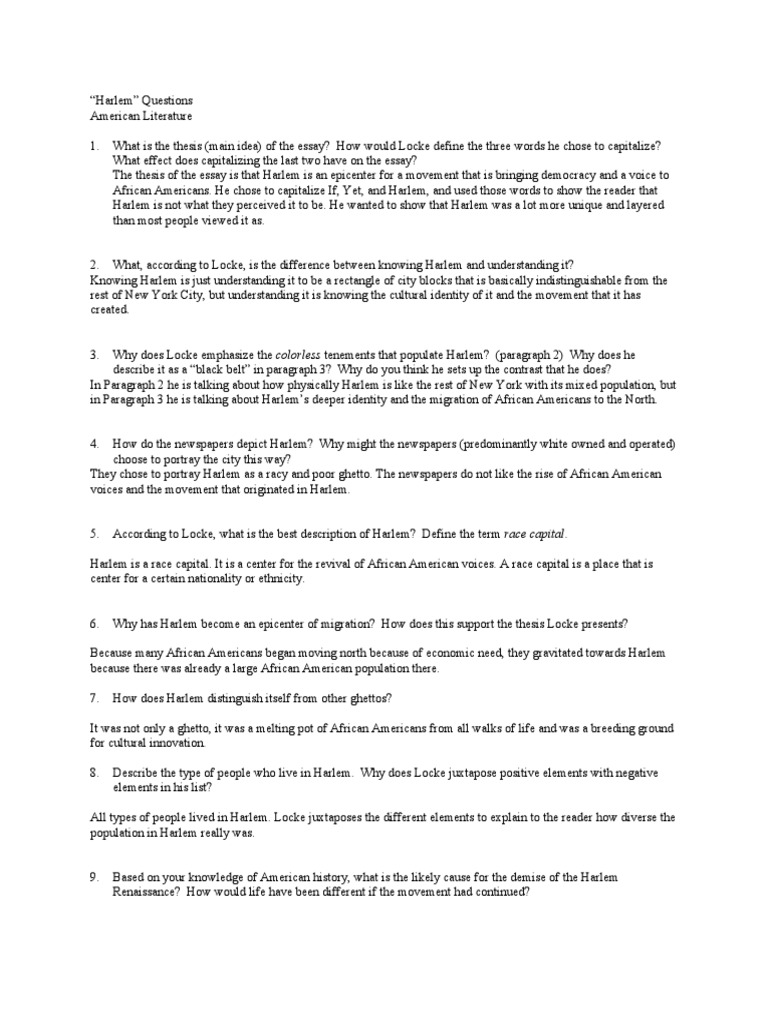Harlem Questions | PDF | Harlem Renaissance | Essays