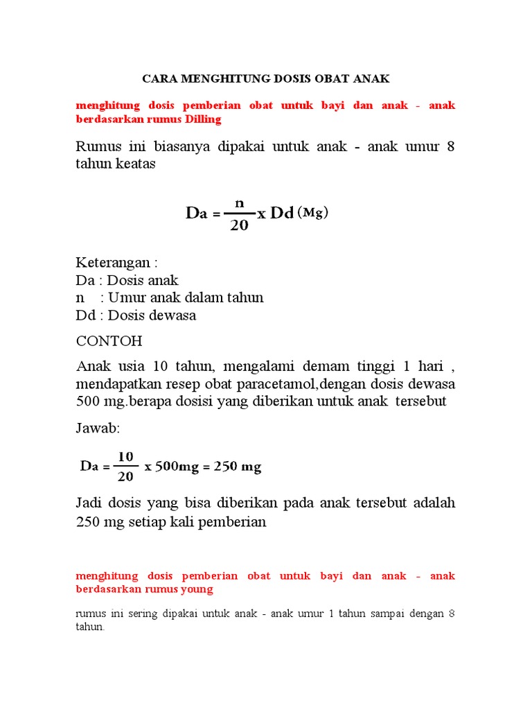 Rumus Menghitung Dosis Obat Anak | PDF | Sains & Matematika | Gaya Hidup