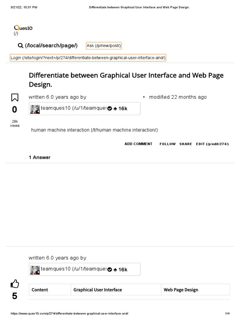 Differentiate between Graphical User Interface and Web Page Design ...