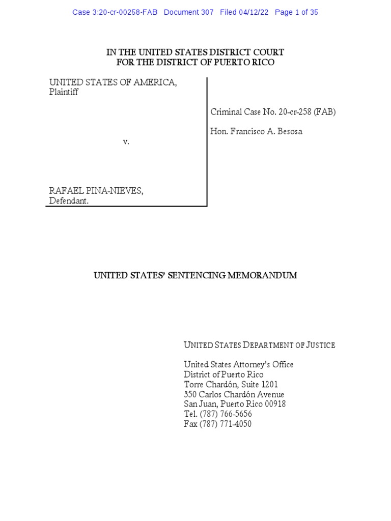 US v. Rafael Pina-Nieves | PDF | United States V. Booker | Common Law