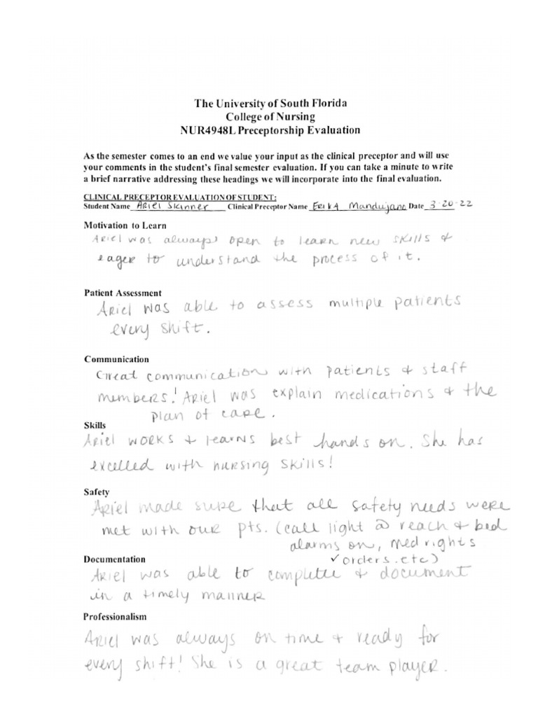 Preceptor Evaluation | PDF