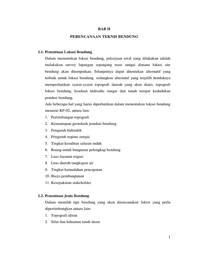 BAB 2 Perhitungan Bendung 1-28 | PDF | Metode & Bahan Ajar