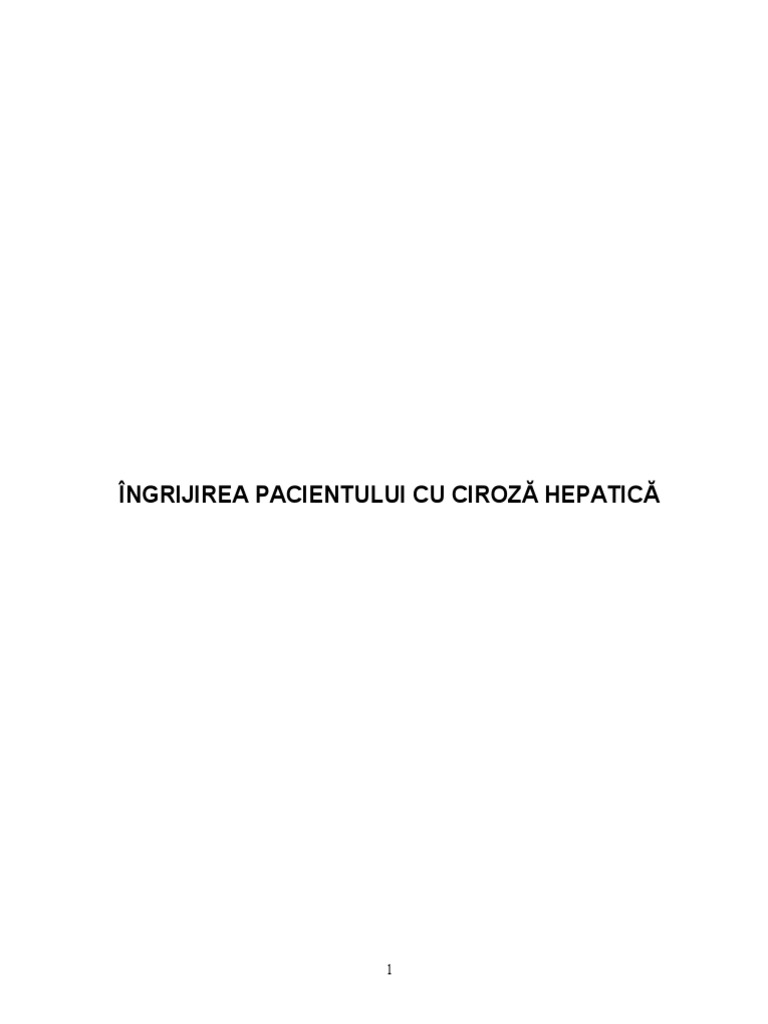 Ingrijirea Pacientului Cu Ciroza Hepatica | PDF
