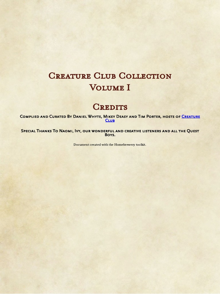 1615082-Creature Club Collection Volume 1 | PDF